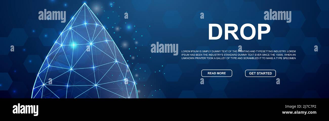 Water drop 3d low poly symbol for promotion banner. Droplet design ...