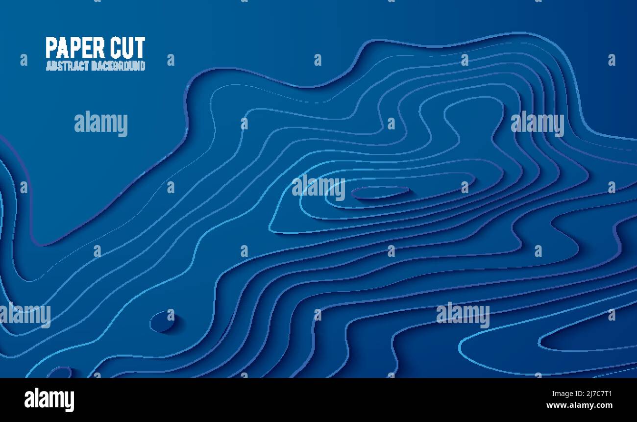 Paper cut banner concept. Paper carve blue gradient for card poster ...