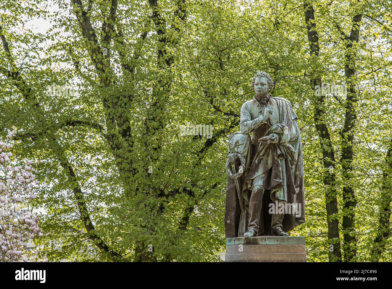 Statue of the famous swedish author Esajas Tegnér in Lundagård, Lund ...