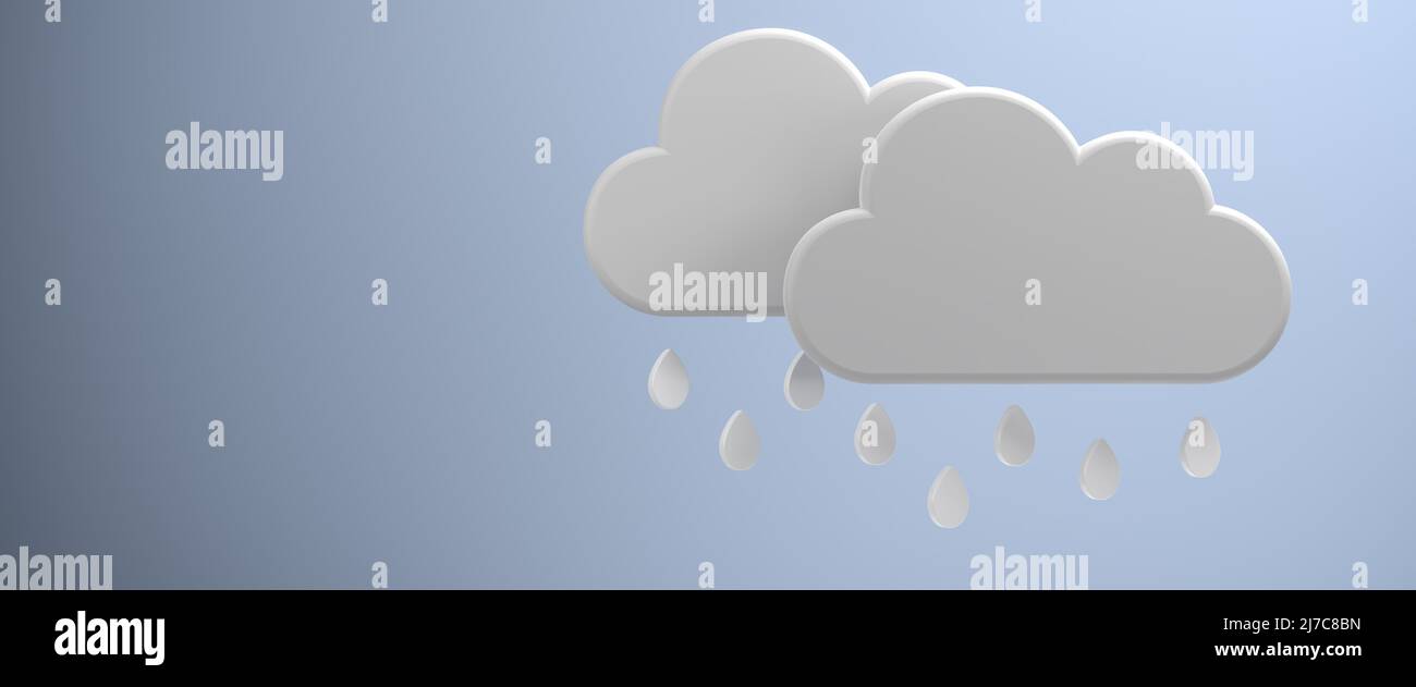 3D Weather forecast web banner series: Overcast sky and rainfall Stock ...