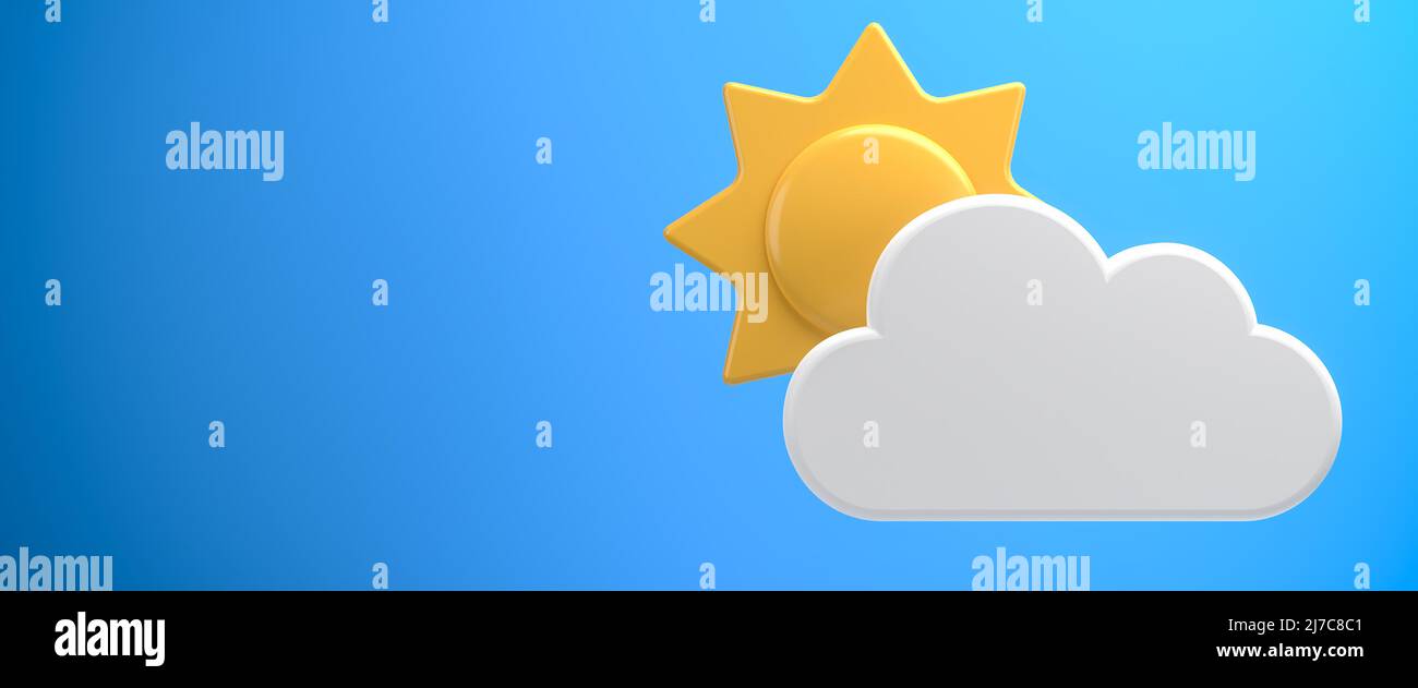 3D Weather forecast web banner series: Sunshine, partly cloudy Stock ...