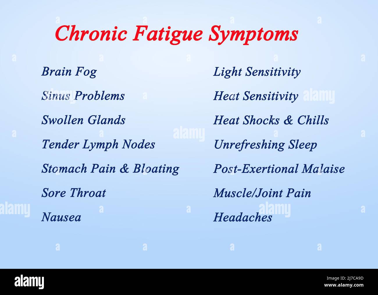 Fourteen Chronic Fatigue Symptoms Stock Photo - Alamy