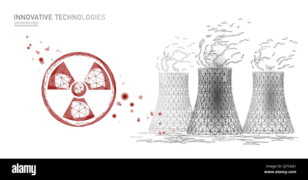 Nuclear power station cooling tower low poly. 3d render ecology ...