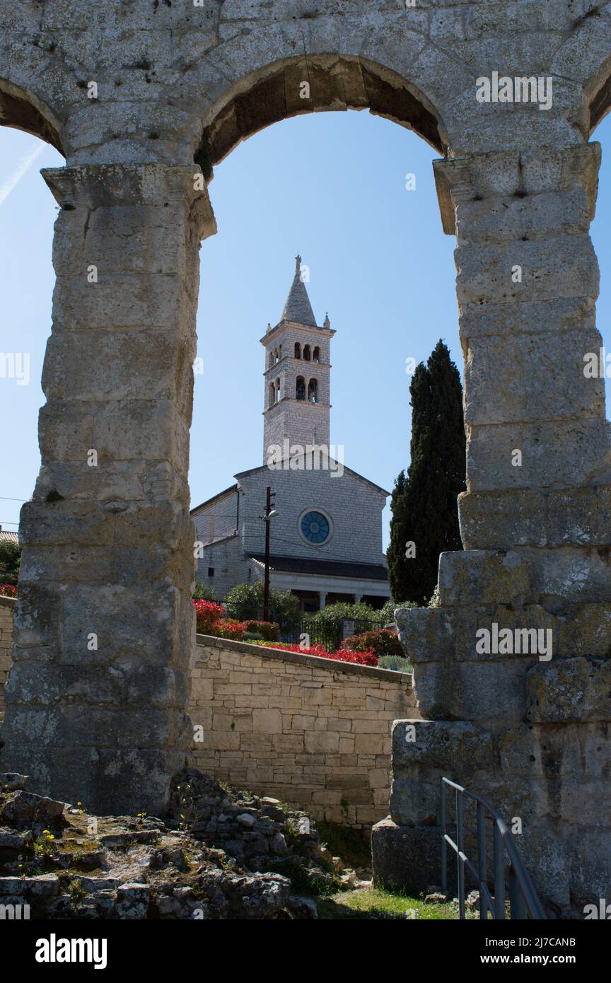 Church of Saint Anthony of Padua with bell tower, view between the ...
