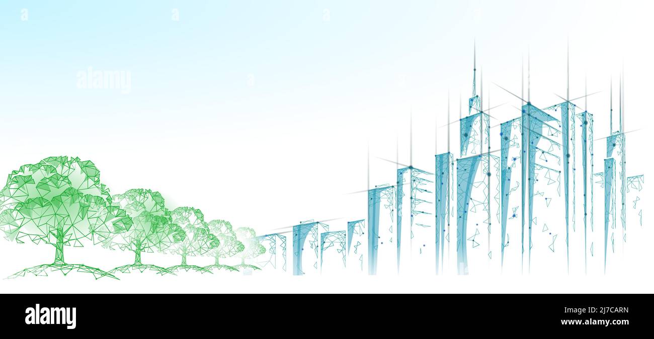 Low poly tree park cityscape. Ecology save nature concept. Eco idea ...