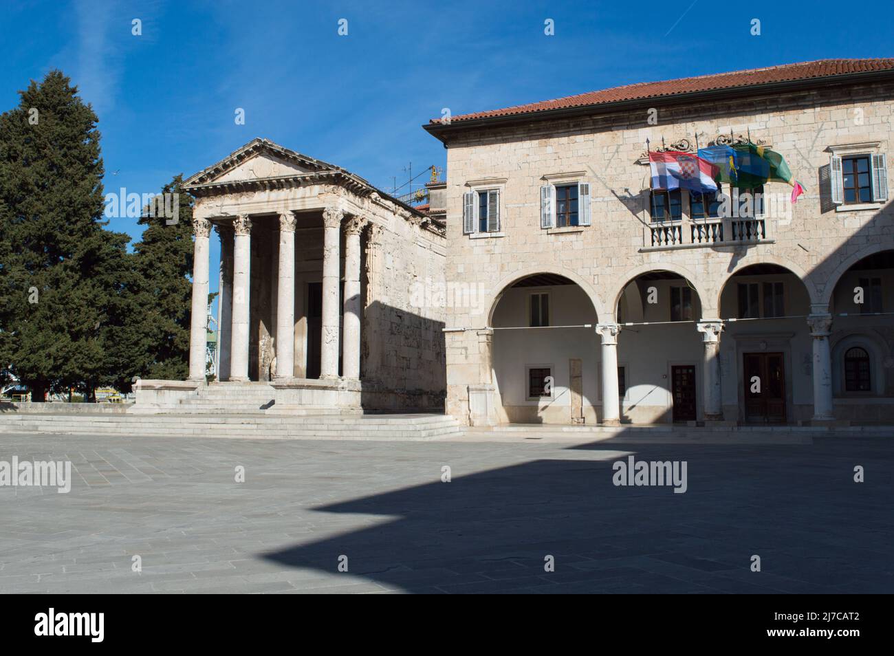 Roman temple of Augustus and Communal Palace, well preserved ancient ...