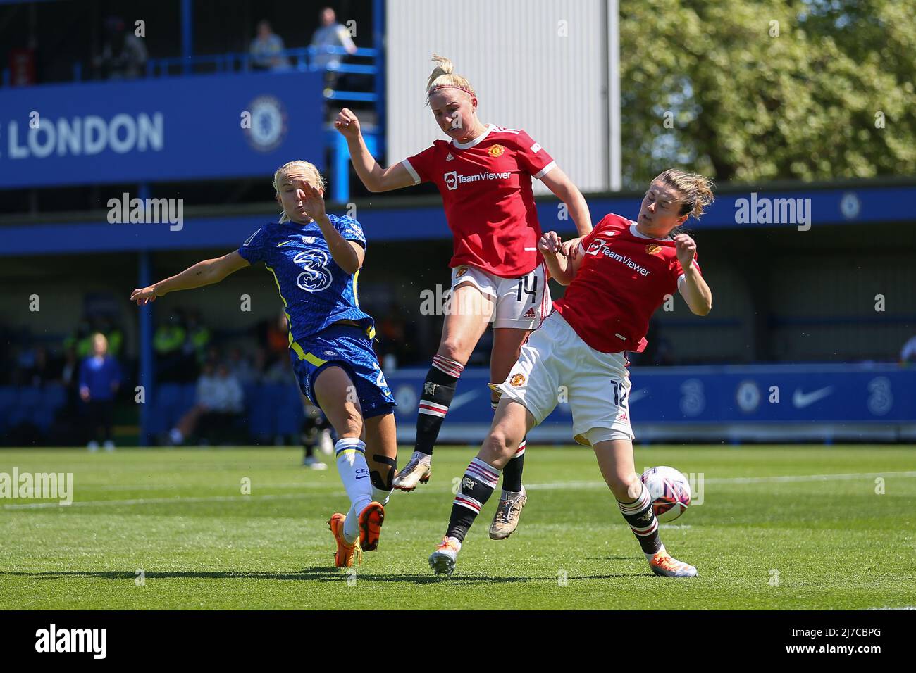 Pernille Harder (23 Chelsea) shot blocked during the FA Barclays Womens ...