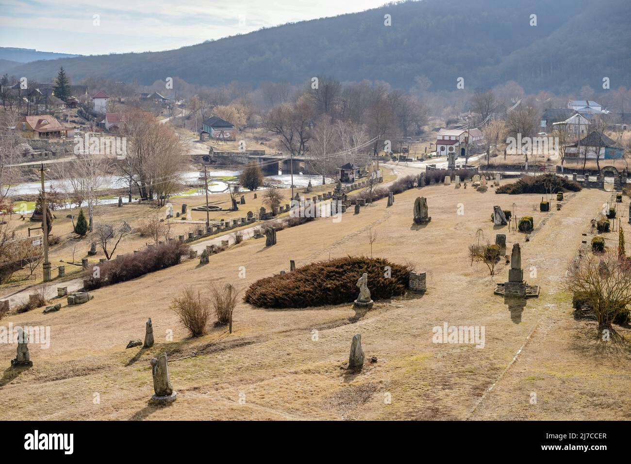 View of the village from the Cossack fortress tower in Busha village ...