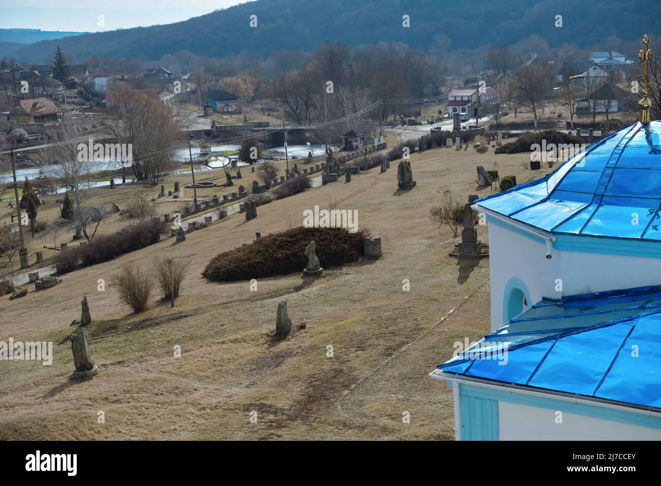 View of the village from the Cossack fortress tower in Busha village ...