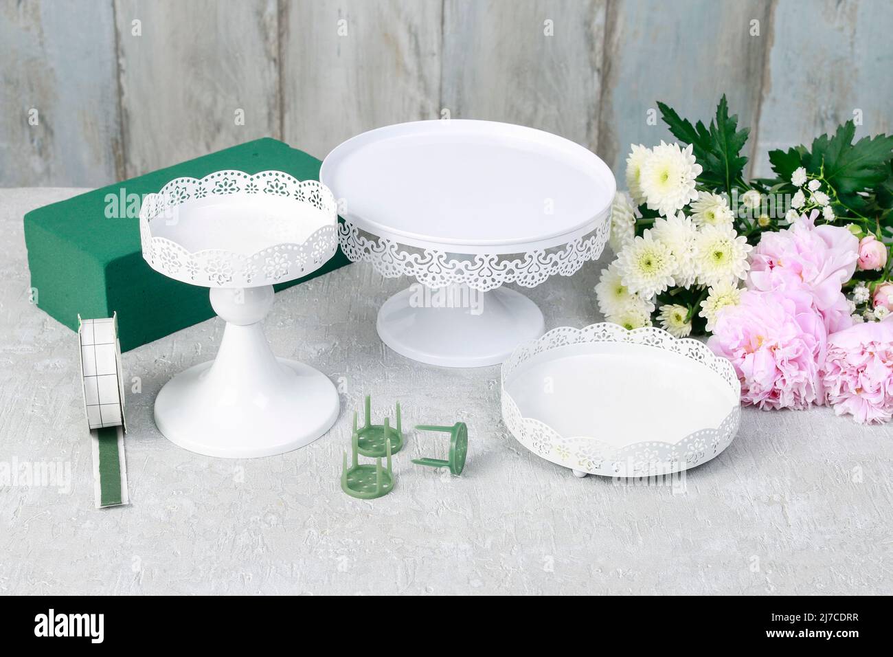 Florist workplace: how to make wedding floral arrangement with peonies ...