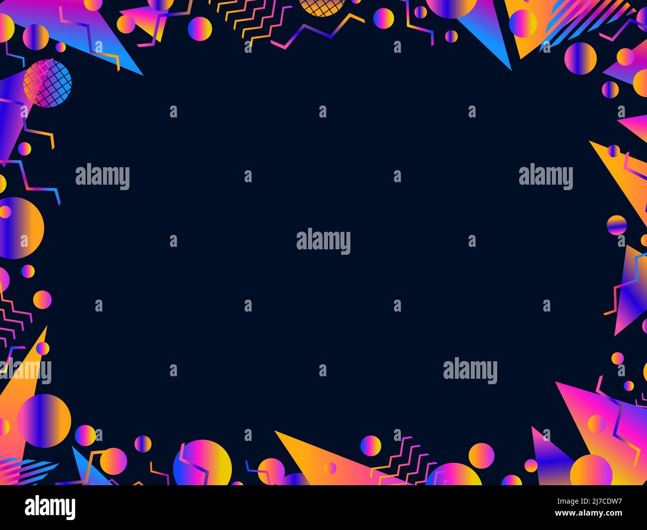 Memphis geometric frame. Border design with geometric shapes in 80s ...