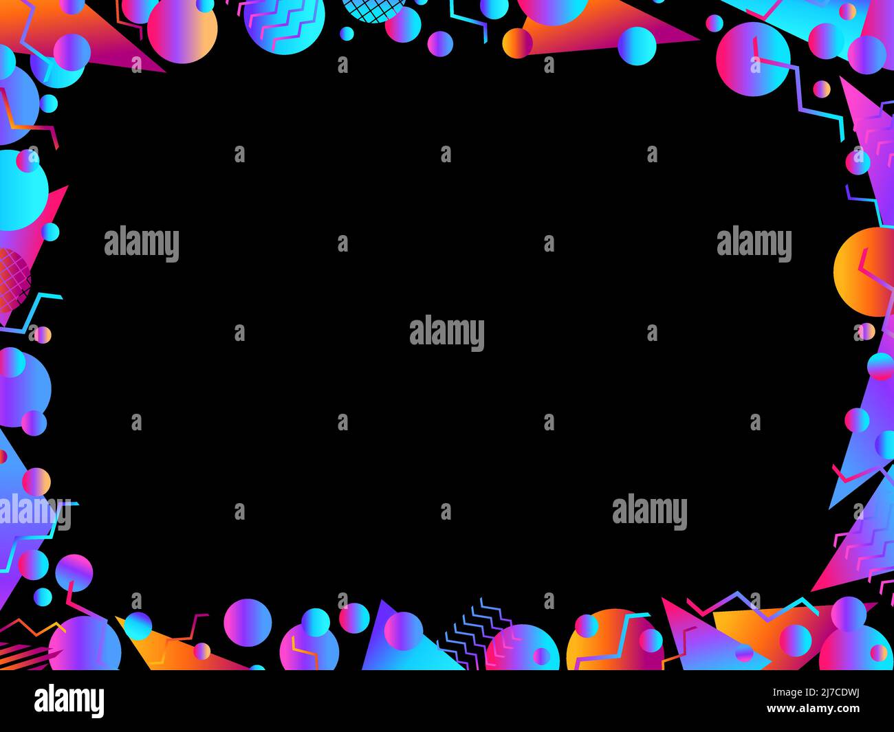 Memphis geometric frame. Border design with geometric shapes in 80s ...