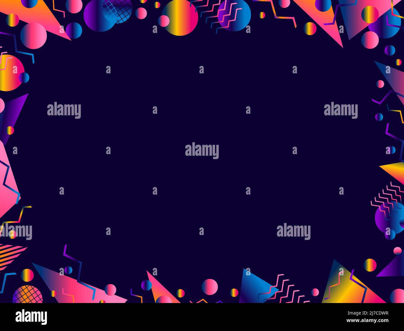 Memphis geometric frame. Border design with geometric shapes in 80s ...