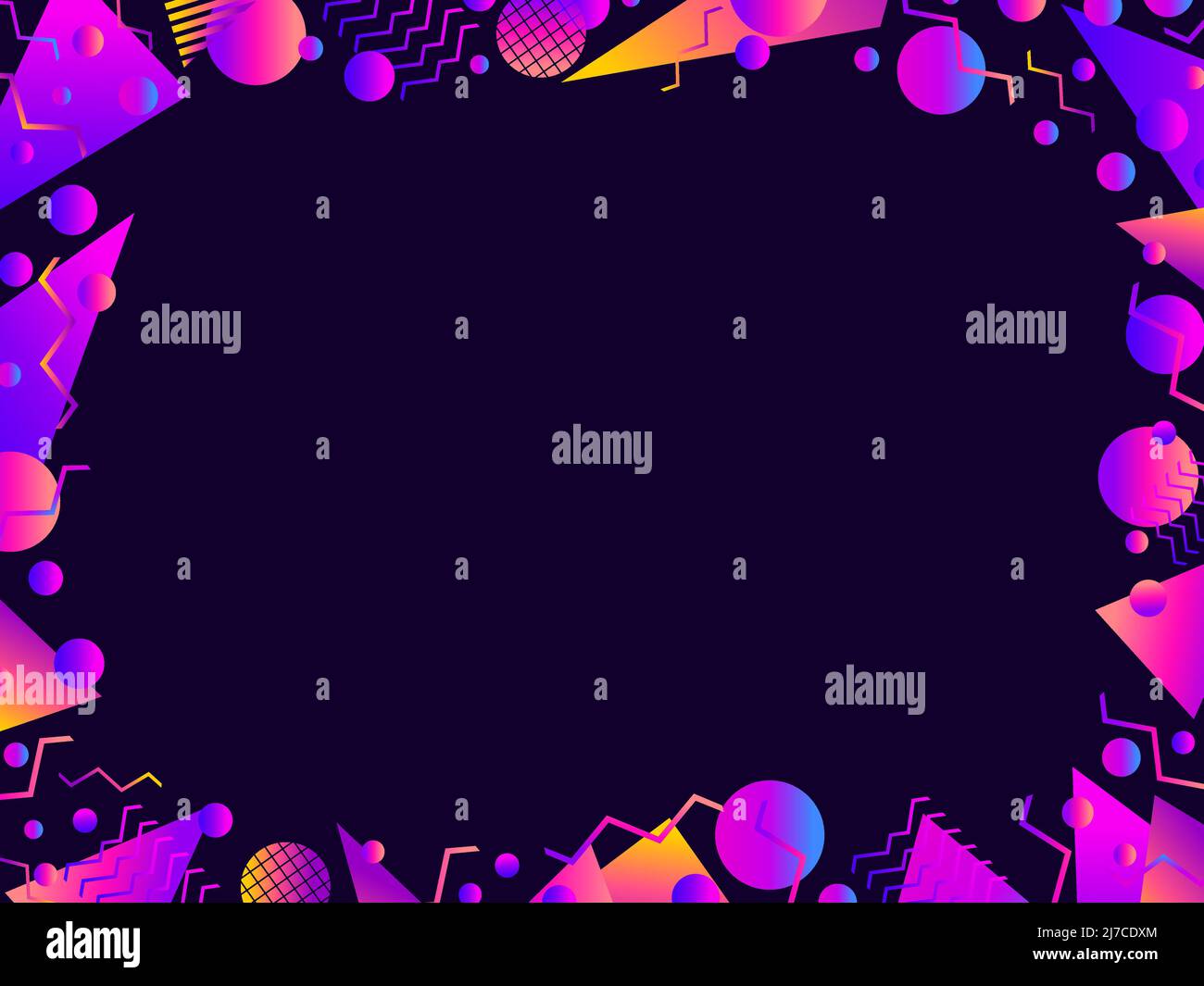 Memphis geometric frame. Border design with geometric shapes in 80s ...