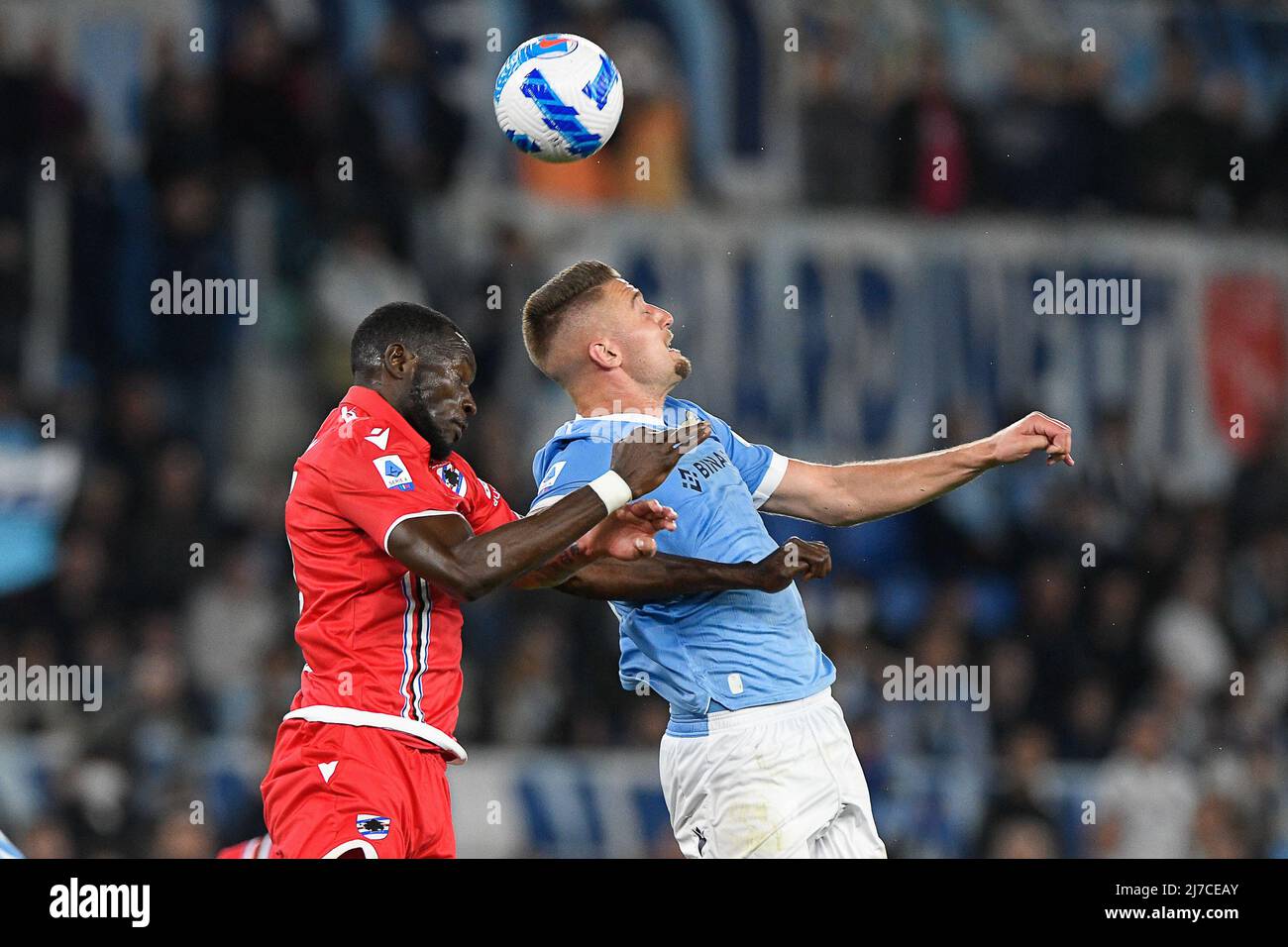 Omar Colley of UC Sampdoria and Sergej Milinkovic-Savic of SS Lazio ...