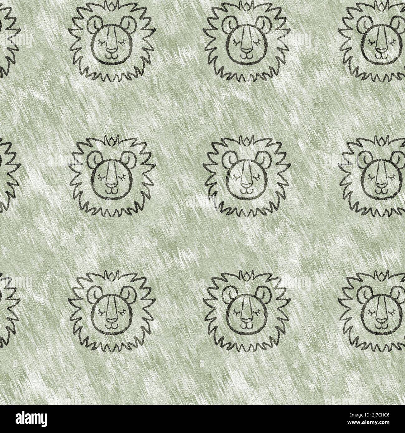 Cute safari lion wild animal pattern for babies room decor. Seamless ...