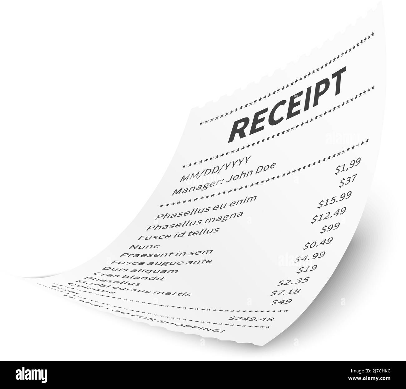 Realistic receipt Stock Vector Images - Alamy