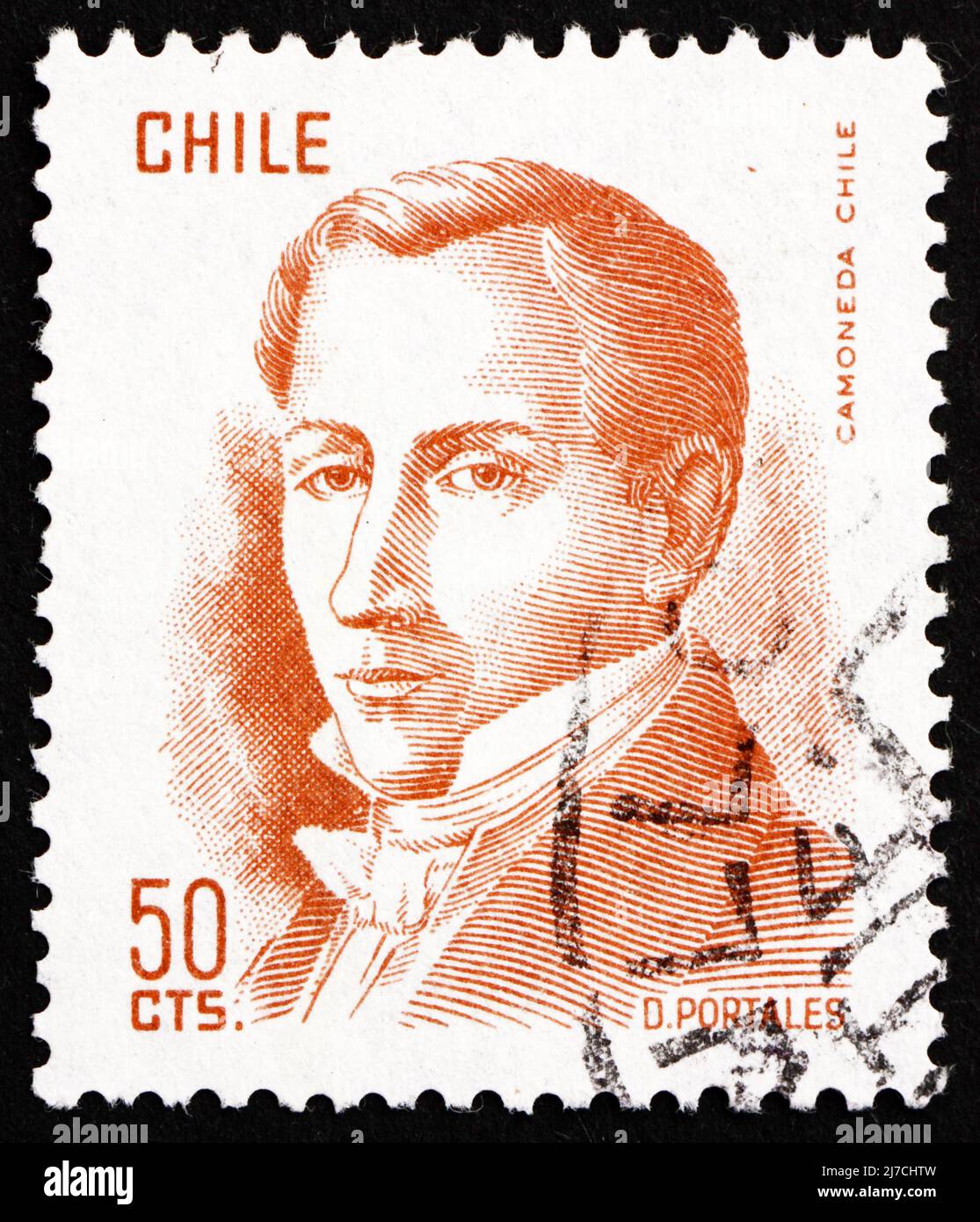 CHILE - CIRCA 1975: a stamp printed in the Chile shows Diego Portales ...