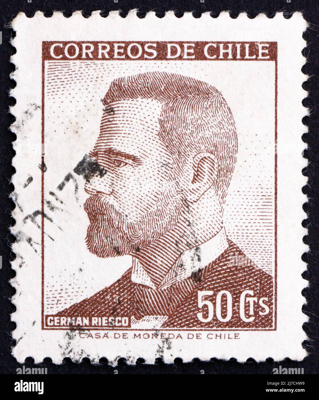 CHILE - CIRCA 1966: a stamp printed in the Chile shows German Riesco ...