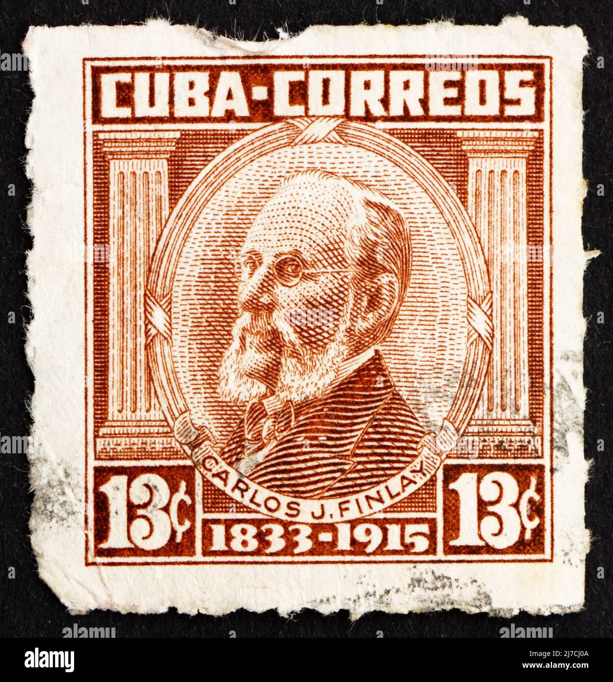 CUBA - CIRCA 1964: a stamp printed in the Cuba shows Carlos Juan Finlay ...