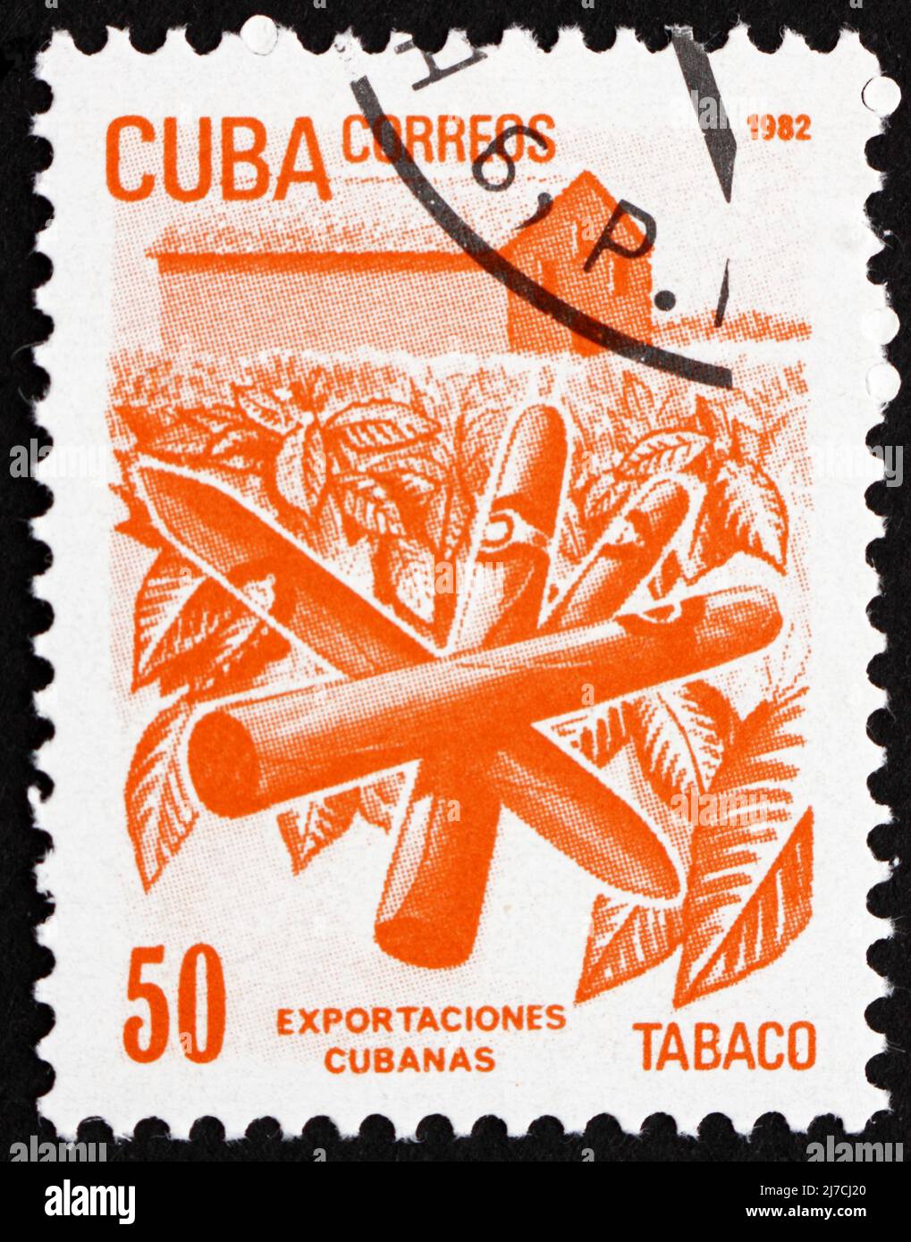 CUBA - CIRCA 1982: a stamp printed in the Cuba shows Tobacco, Cuban ...