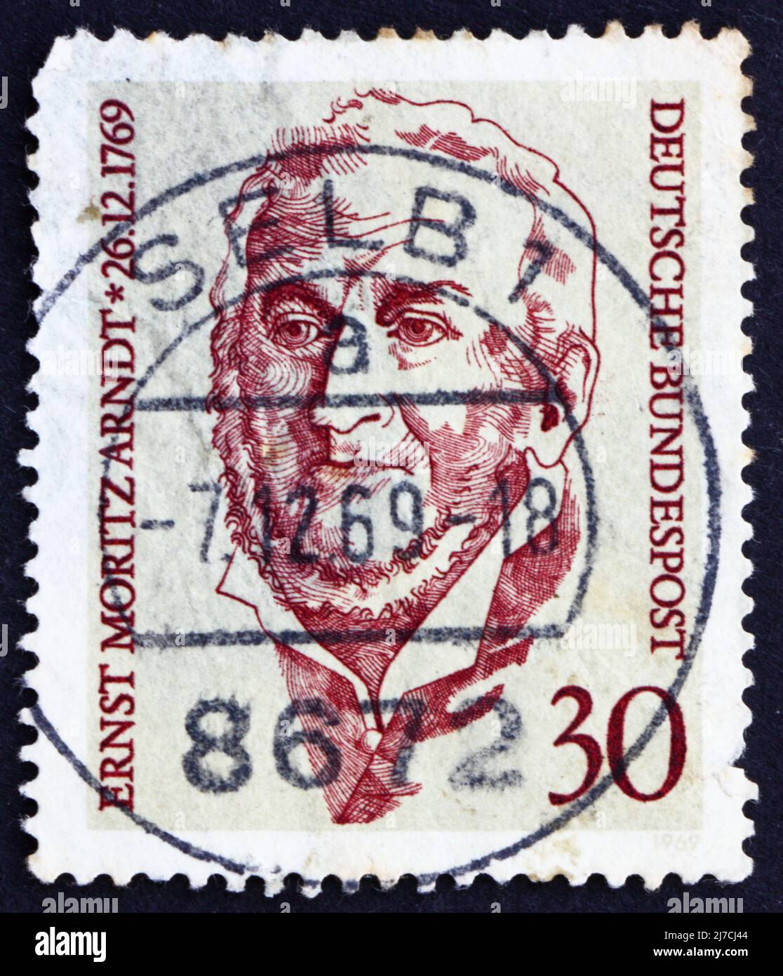 GERMANY - CIRCA 1969: a stamp printed in the Germany shows Ernst Moritz ...