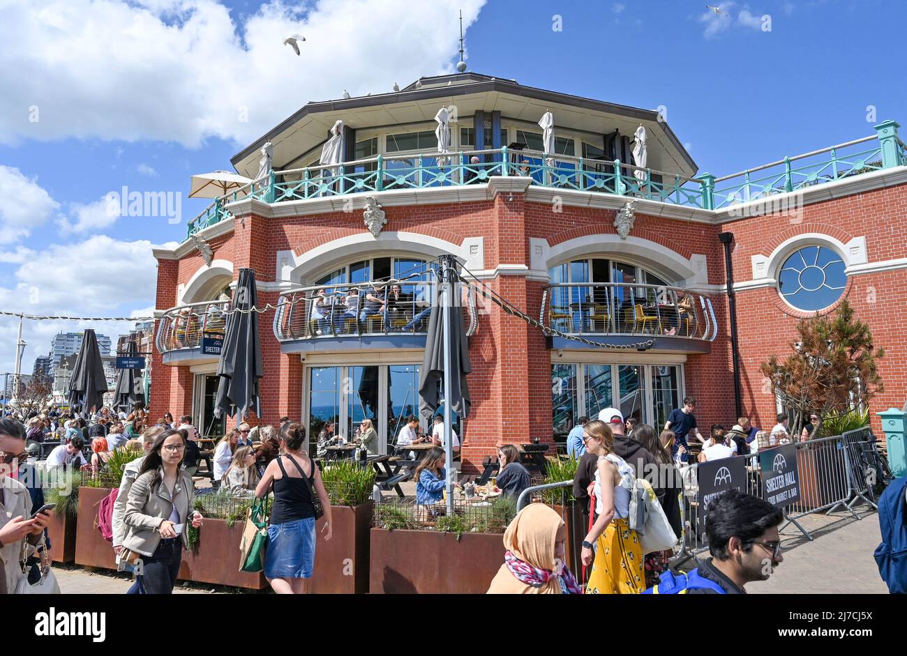 Brighton UK 8th May 2022 - The seafront bars and restaurants including ...