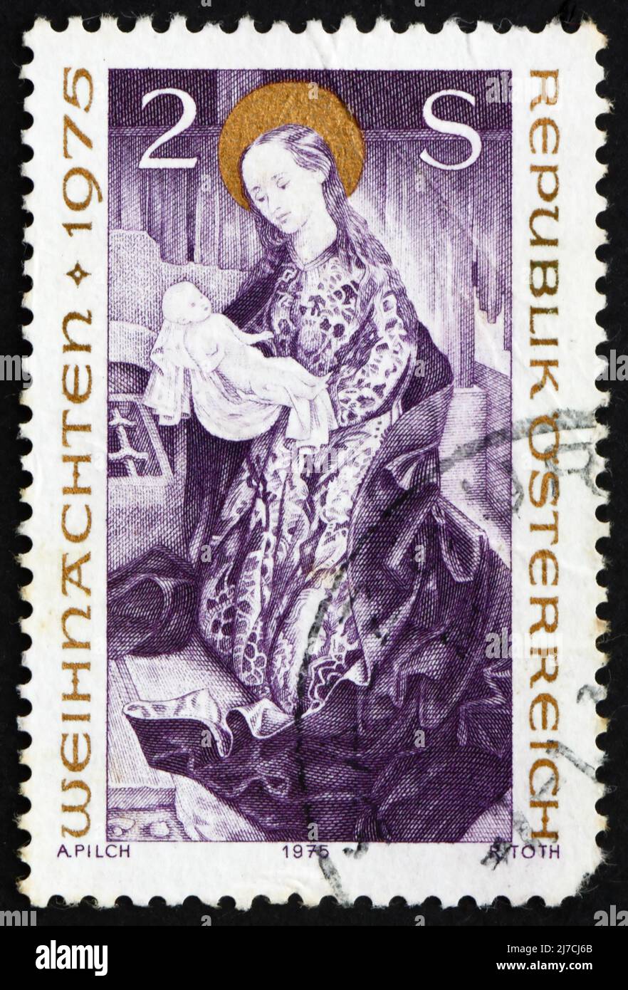AUSTRIA - CIRCA 1975: a stamp printed in the Austria shows Virgin and ...