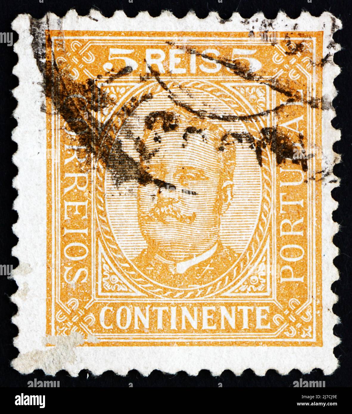 PORTUGAL - CIRCA 1892: a stamp printed in the Portugal shows King ...