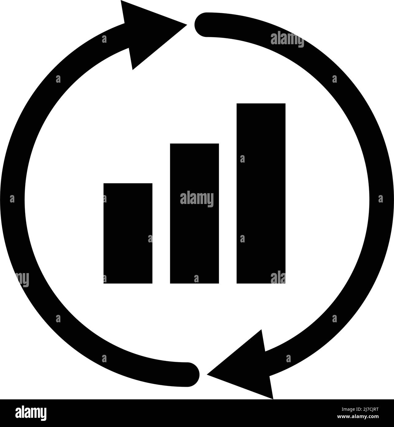 Rotating arrow and bar graph silhouette icon. Editable vector Stock ...