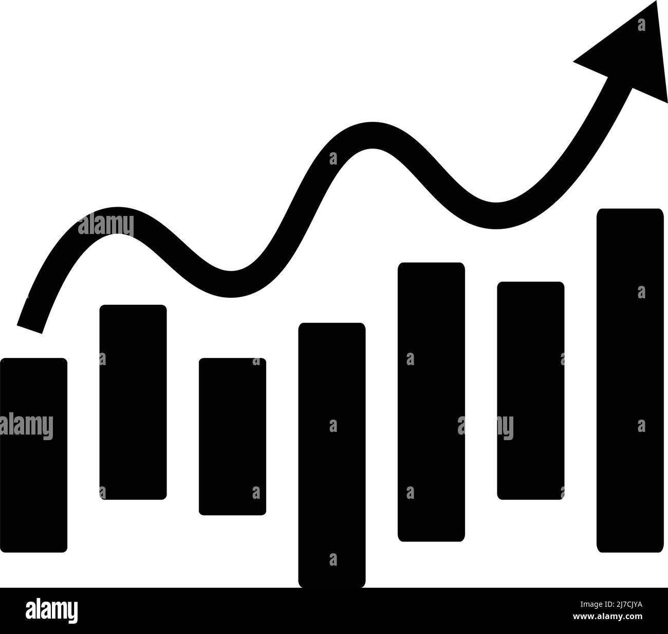 Silhouette icon of a growing arrow and bar graph. Editable vector Stock ... Silhouette icon of a growing arrow and bar graph. Editable vector Stock ...