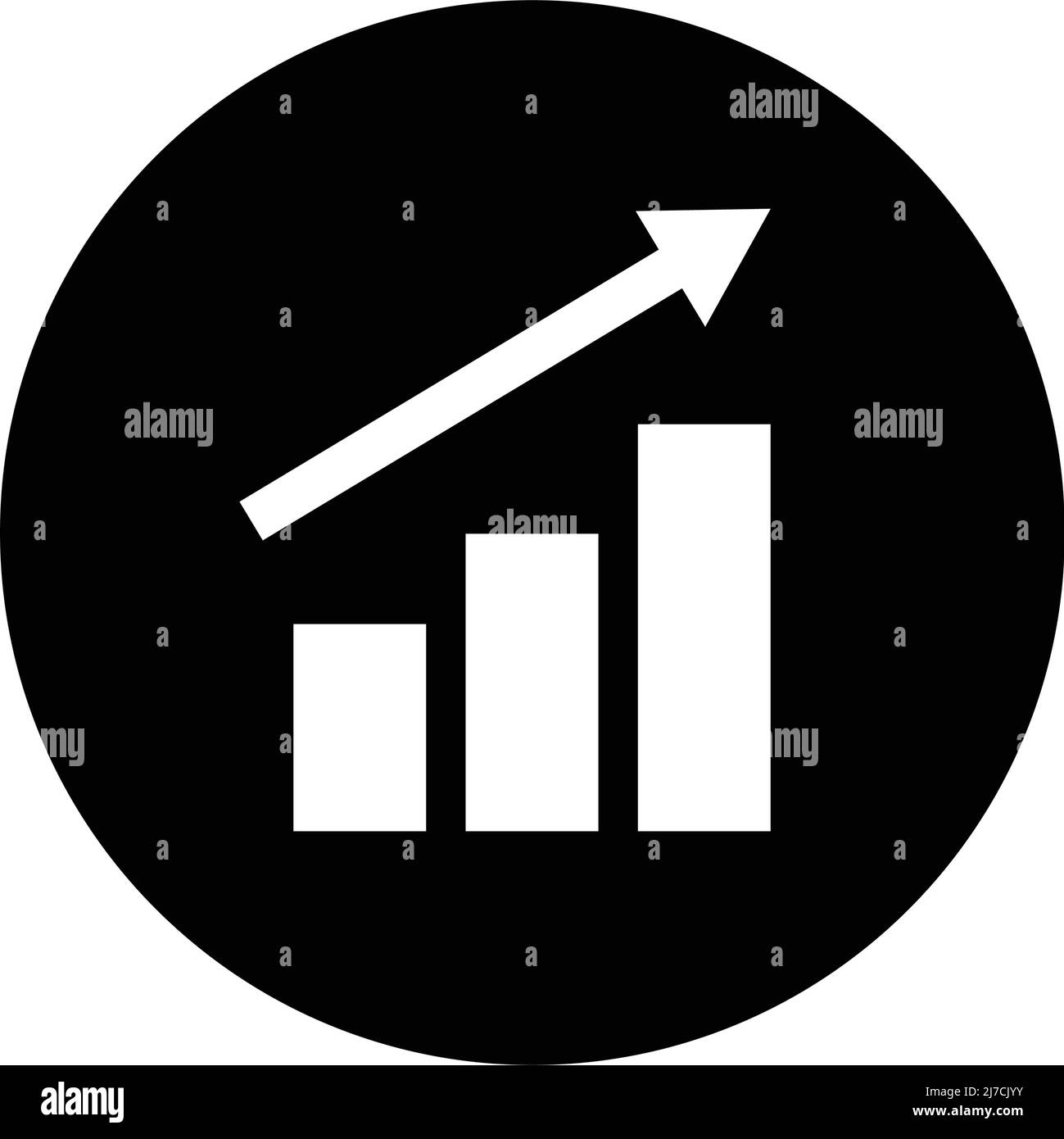 Bar graph and rising arrow icon. Editable vector Stock Vector Image ...