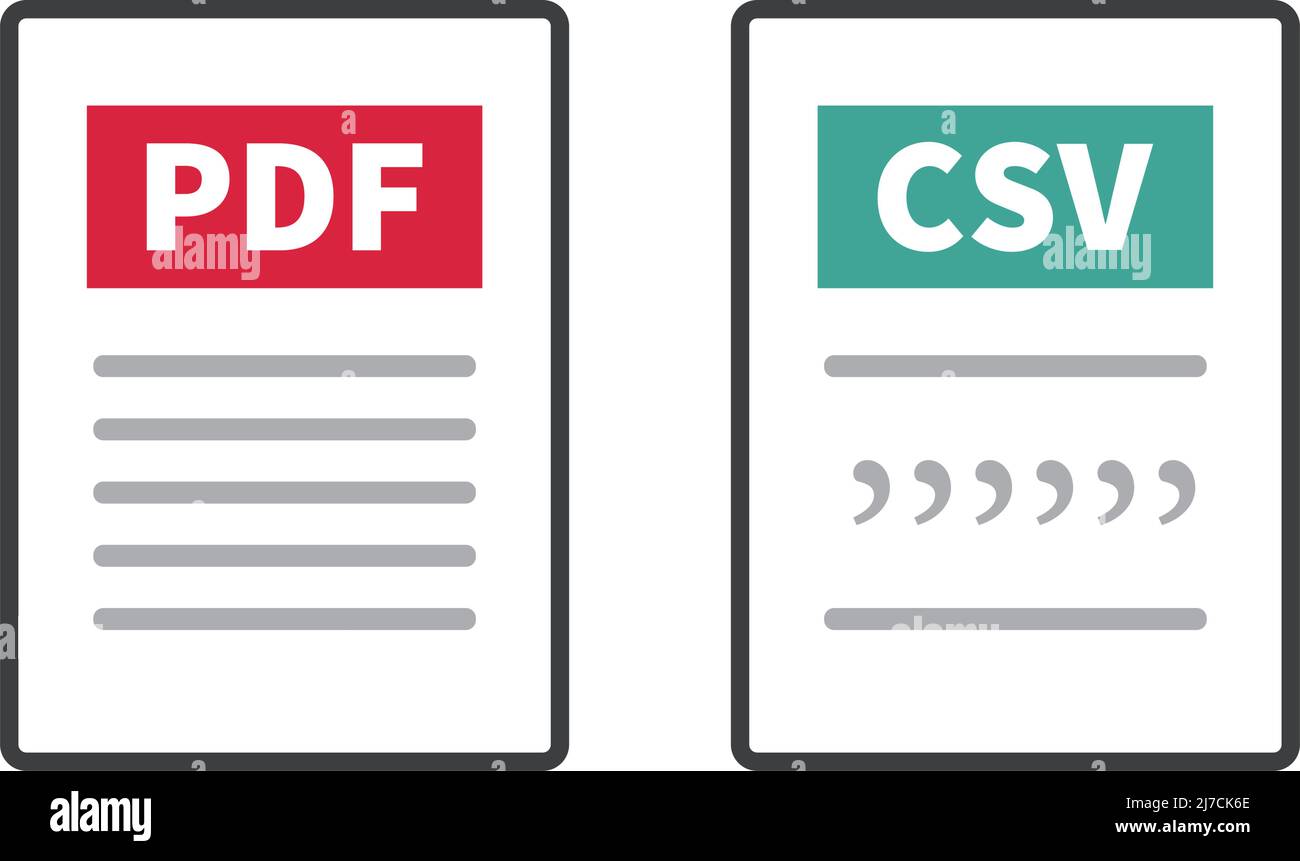 A set of icons for PDF and CSV file. Editable vector Stock Vector Image ...