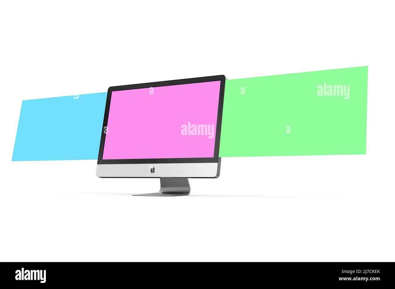 Monitor with three screens mockup, 3D illustration Stock Photo - Alamy