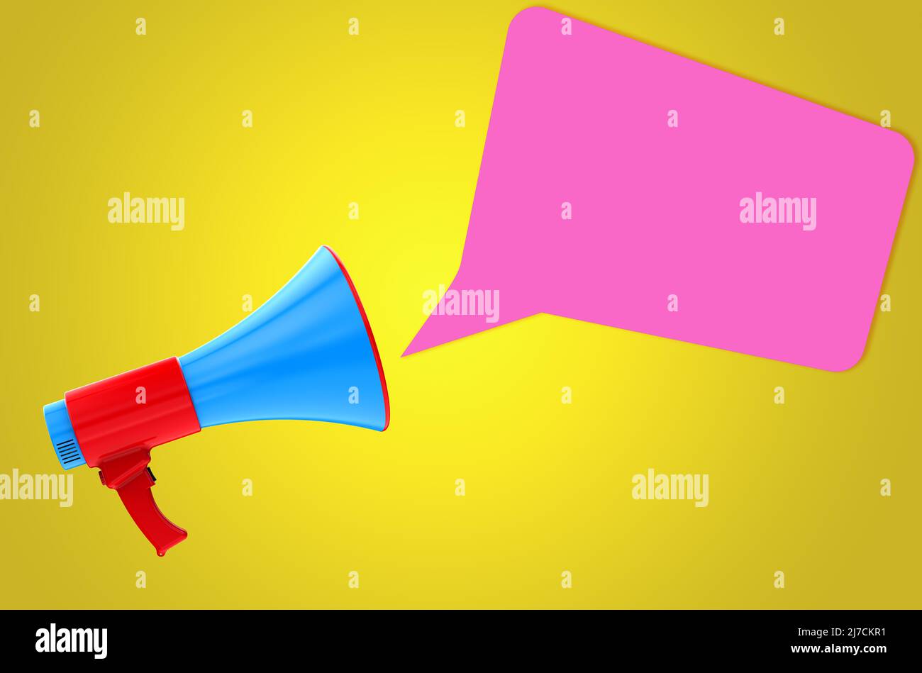 Megaphone with bubble chat, 3D illustration Stock Photo - Alamy
