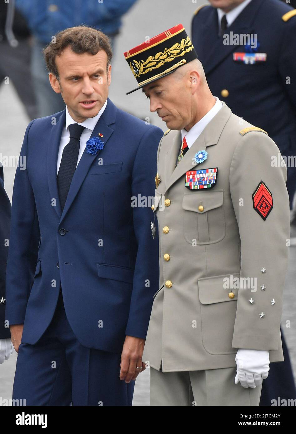 Paris, France, May 8, 2022, French President Emmanuel Macron with ...