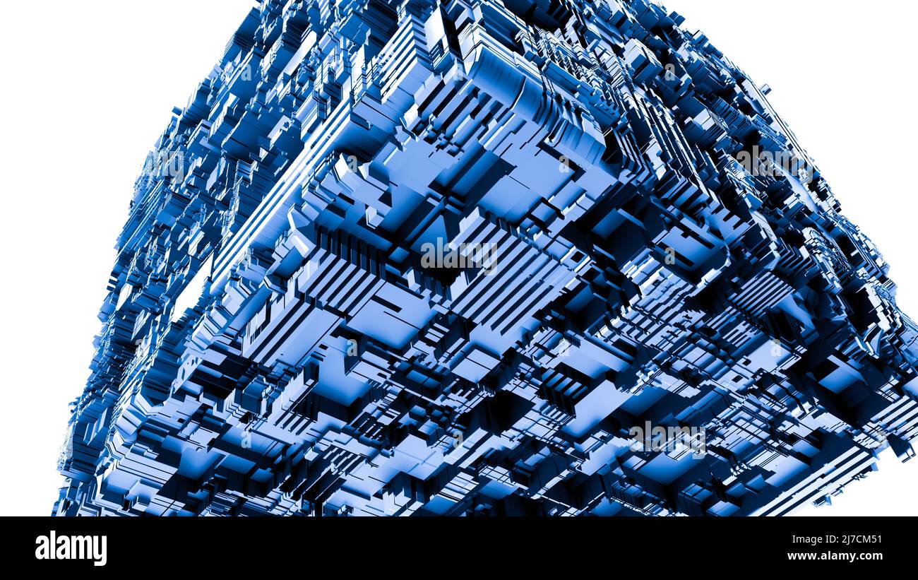 Abstract greeble cube background. 3d illustration Stock Photo - Alamy
