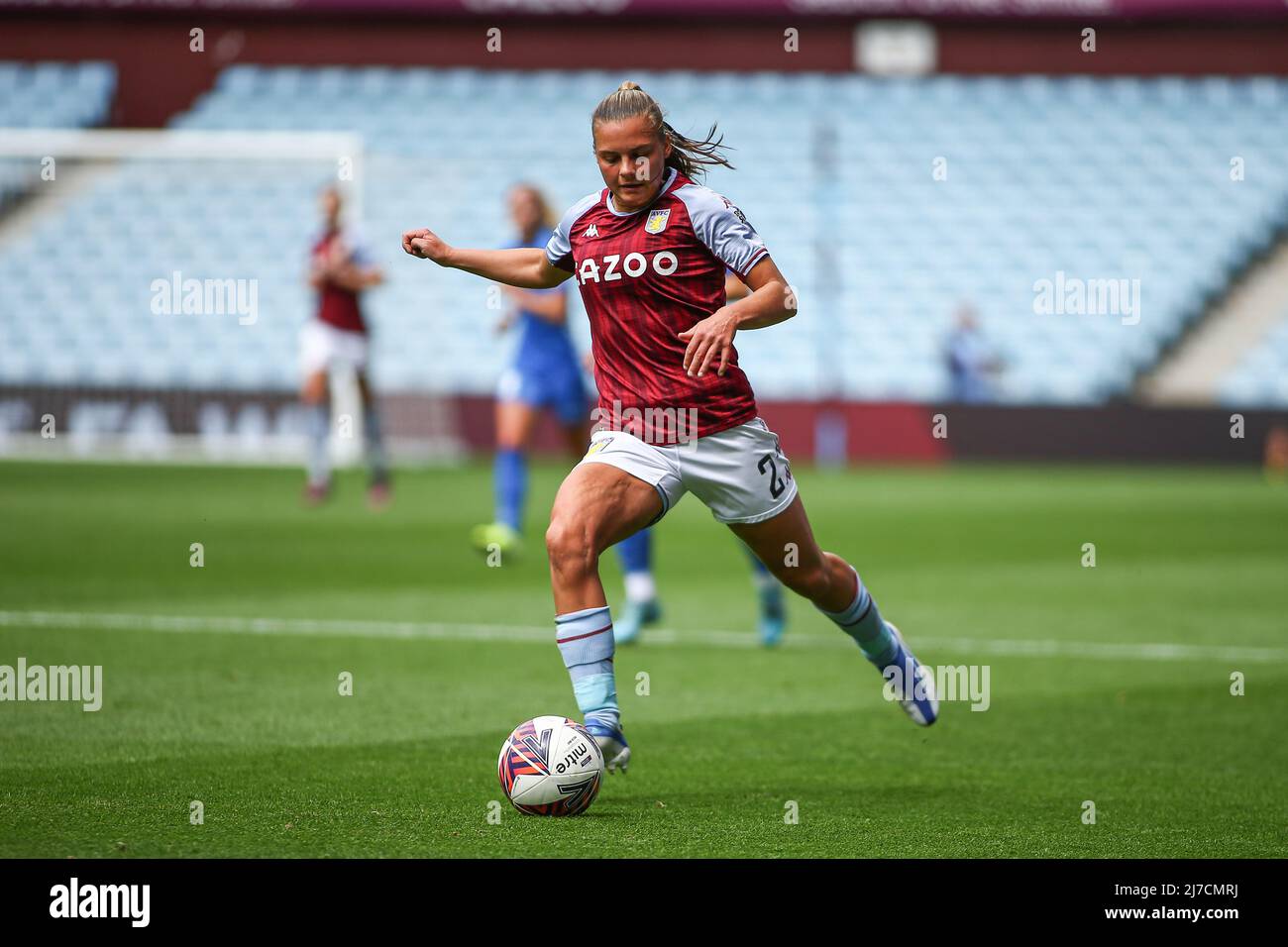 Birmingham, UK, 08/05/2022, Sarah Mayling (2 Aston Villa) controls the ...