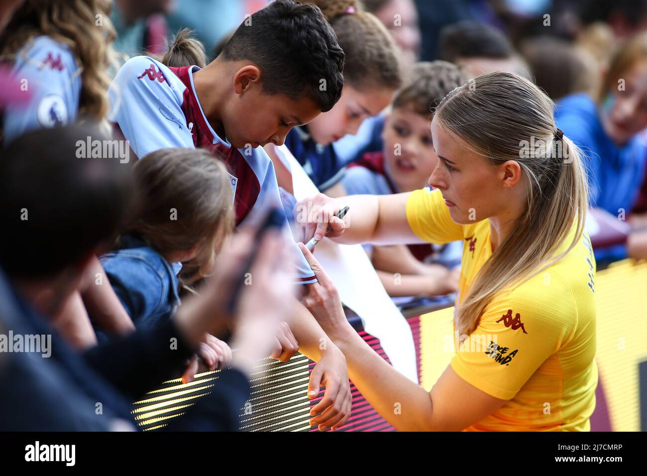 Birmingham, UK, 08/05/2022, Hannah Hampton (1 Aston Villa) signs s fans ...