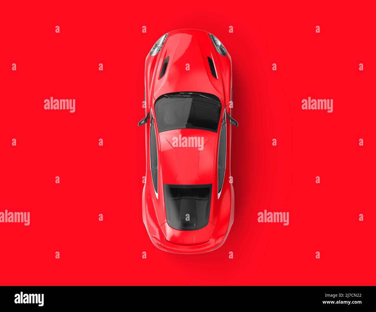 Red generic brandless car on a red background. 3D illustration Stock ...