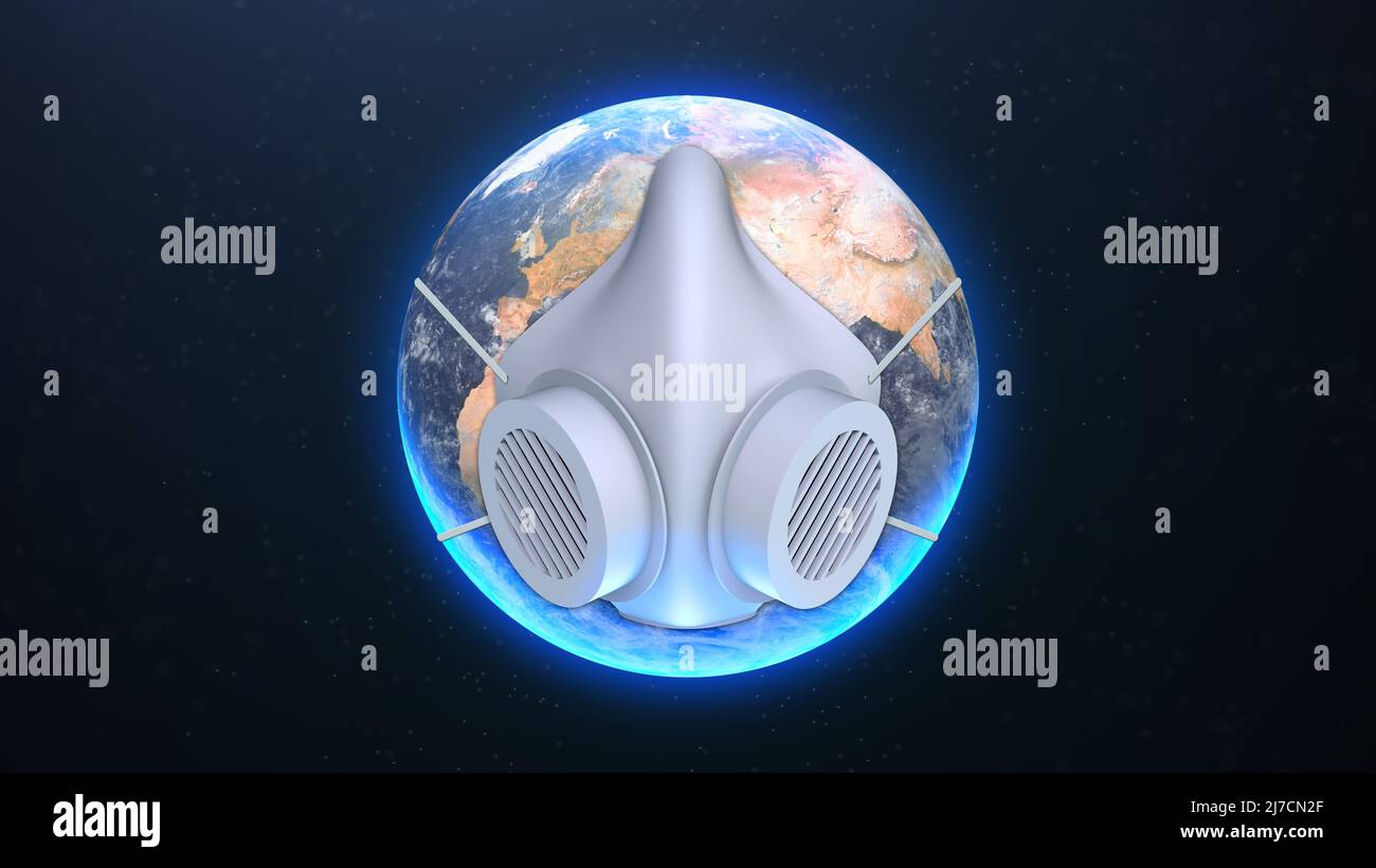 Planet earth with face mask protect: 3D illustration Stock Photo - Alamy