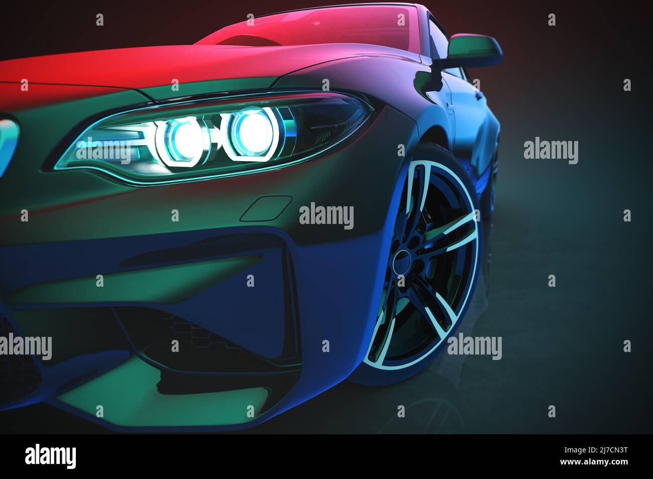 Front view of a generic and brandless modern car: 3D illustration Stock ...