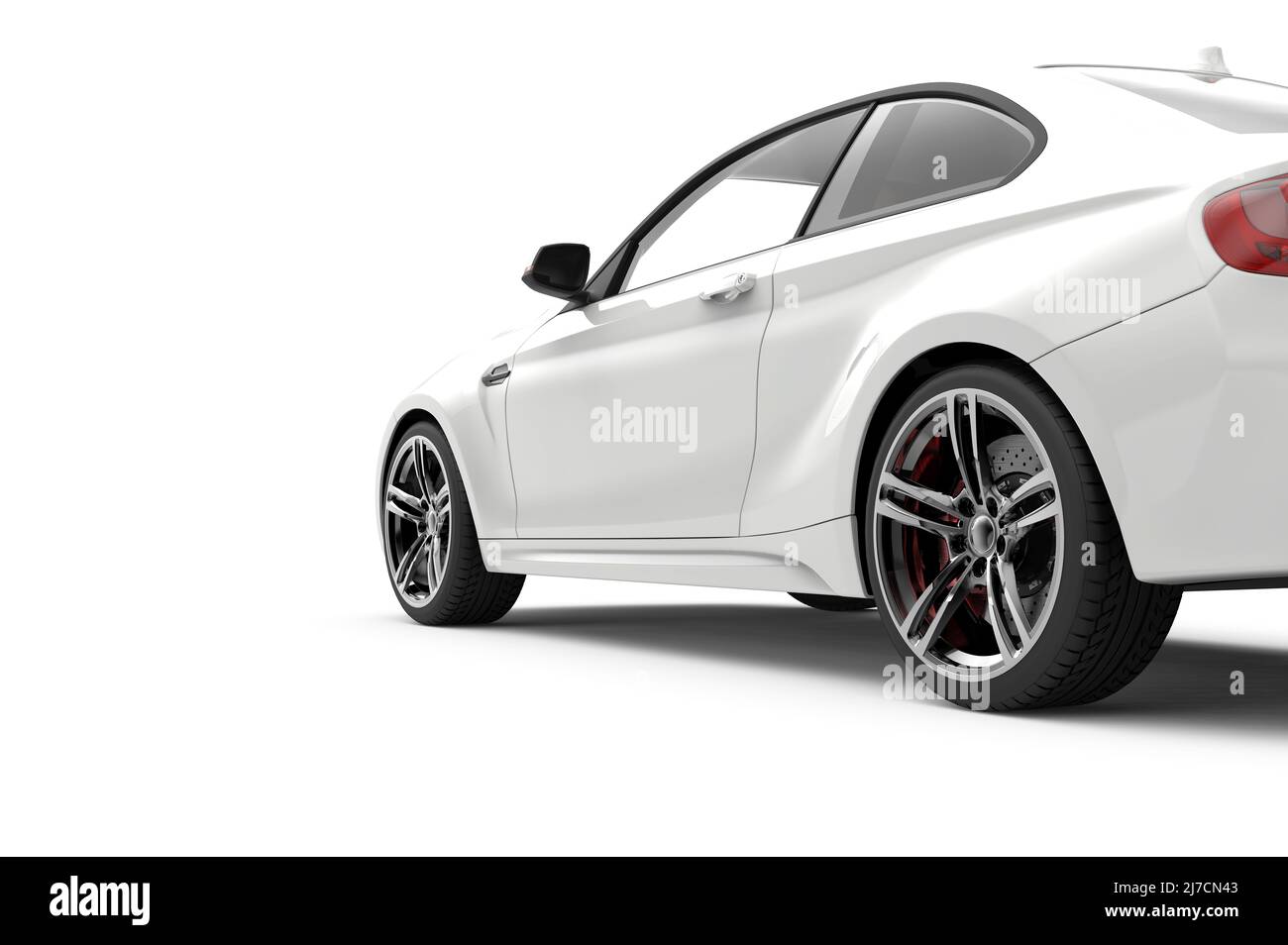 Back view of a generic and brandless modern car on a white background ...