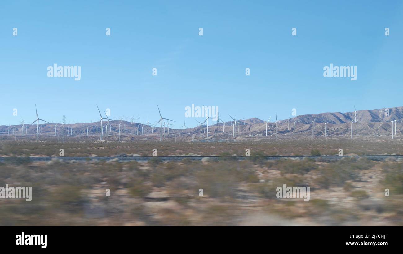 Windmills turbine rotating, wind farm or power plant, alternative green ...