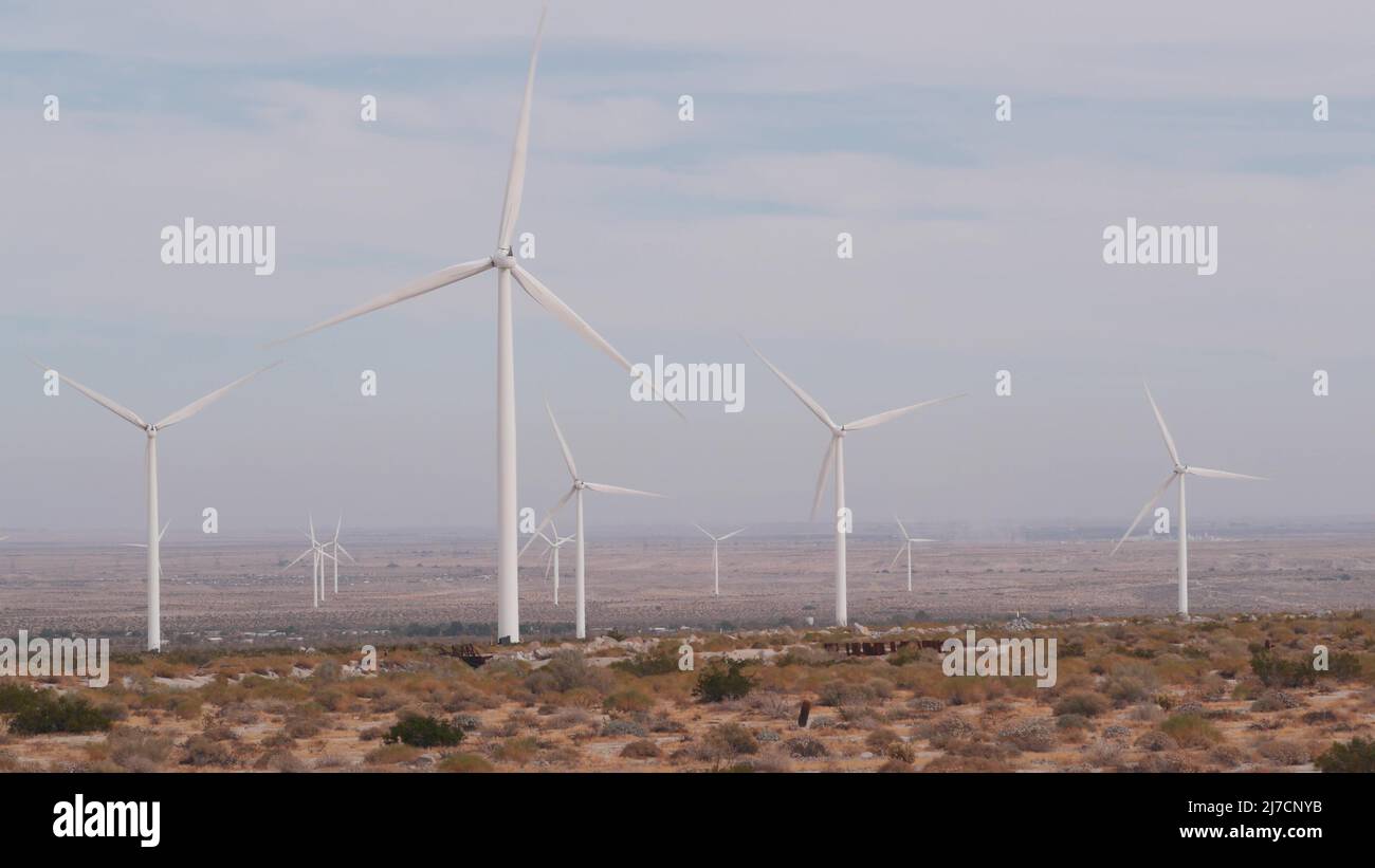 Windmills turbine rotating, wind farm or power plant, alternative green ...