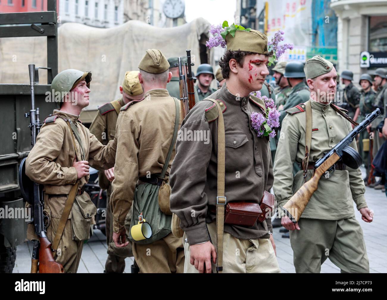 Brno, Czech Republic. 08/05/2022, Exhibition of historic military and ...