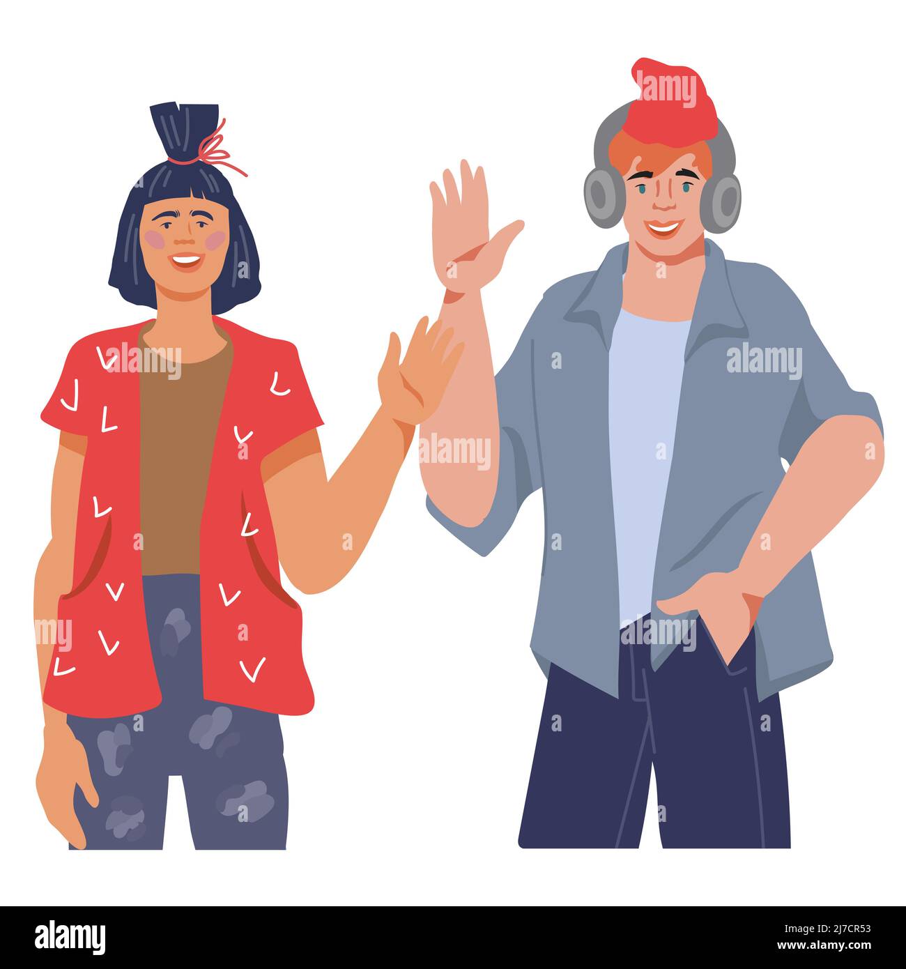 Two People Saying Hi