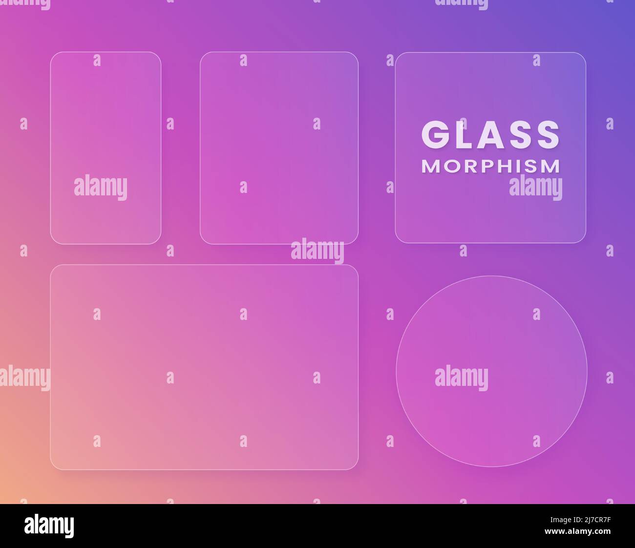 Set of transparent frames in glass morphism style. Place for your texts ...