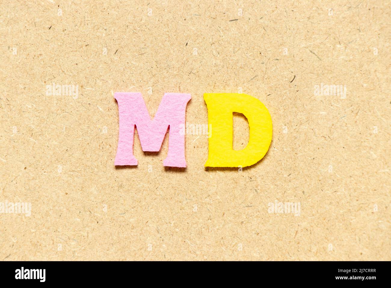 Color cloth alphabet letter in word MD (abbreviation of doctor of ...