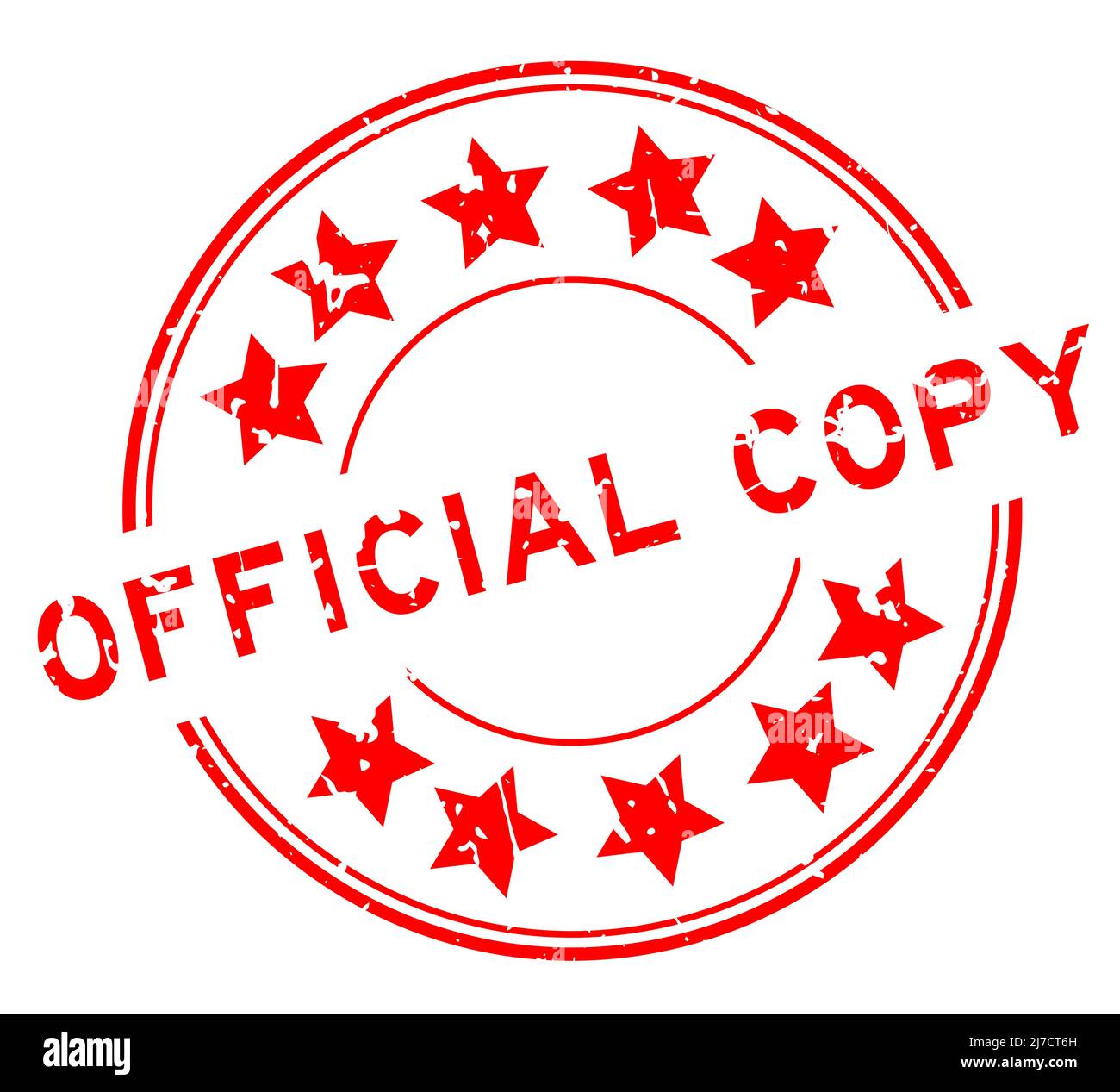 Grunge red official copy word with star icon round rubber seal stamp on white background Stock ...